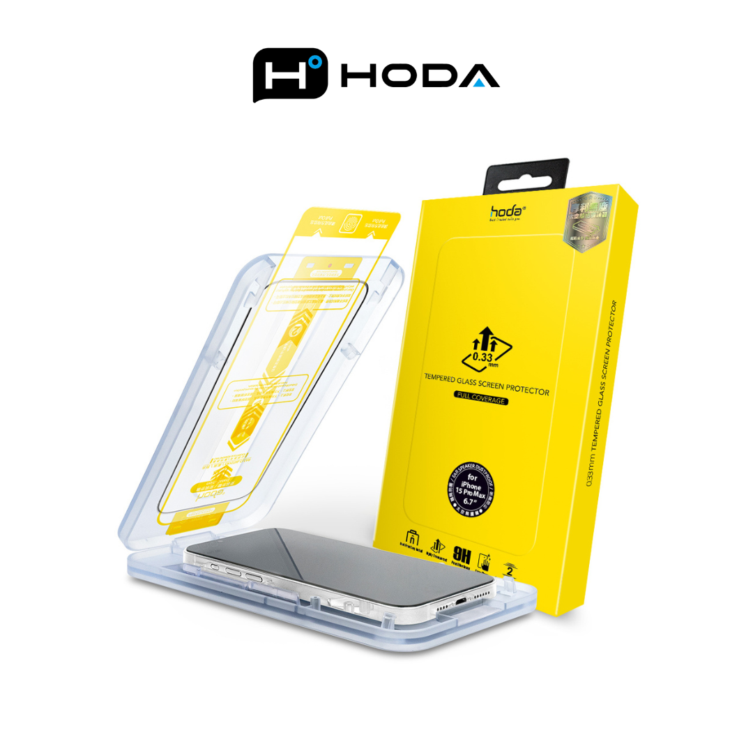 HODA iPhone 15 & iPhone 16 (Clear) Full Coverage Tempered Glass Screen ...